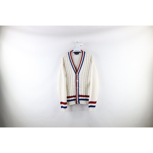 Vintage | Sweaters | Vintage 7s Dapper Mens Medium Striped Chunky Cable ...